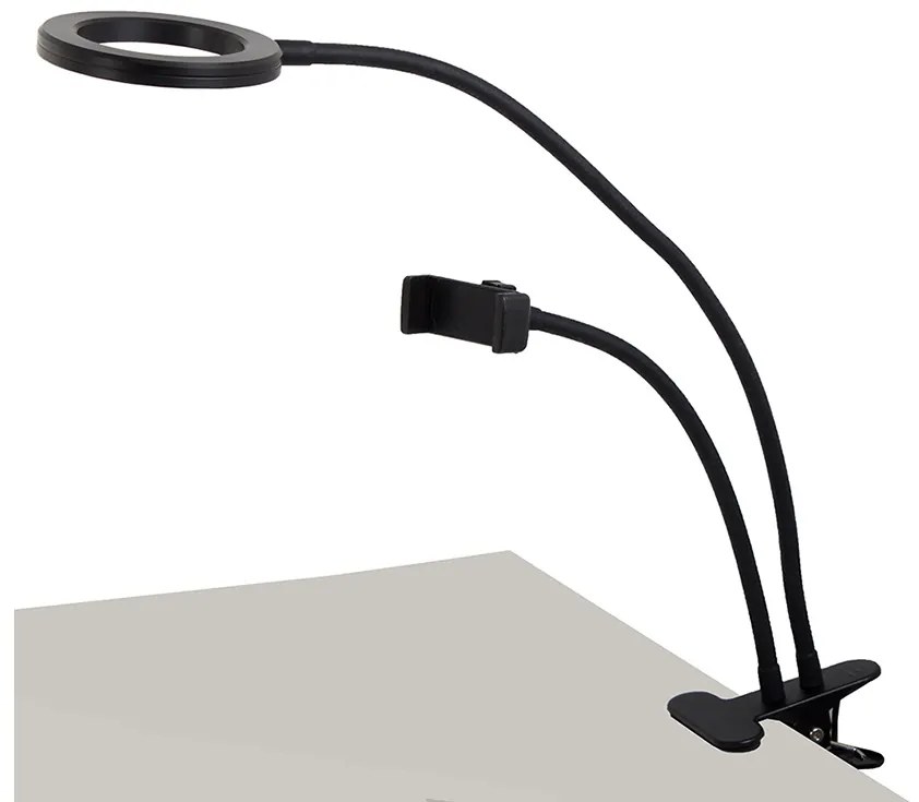 Verk 15751 Stolní LED lampa s držákem na telefon - černá