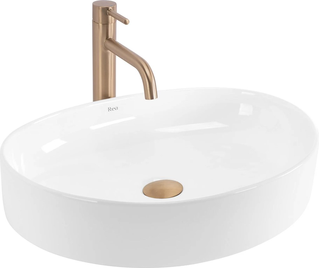 Rea Sabina 50, umyvadlo na desku 500x385x120 mm, bílá lesklá, REA-U6364