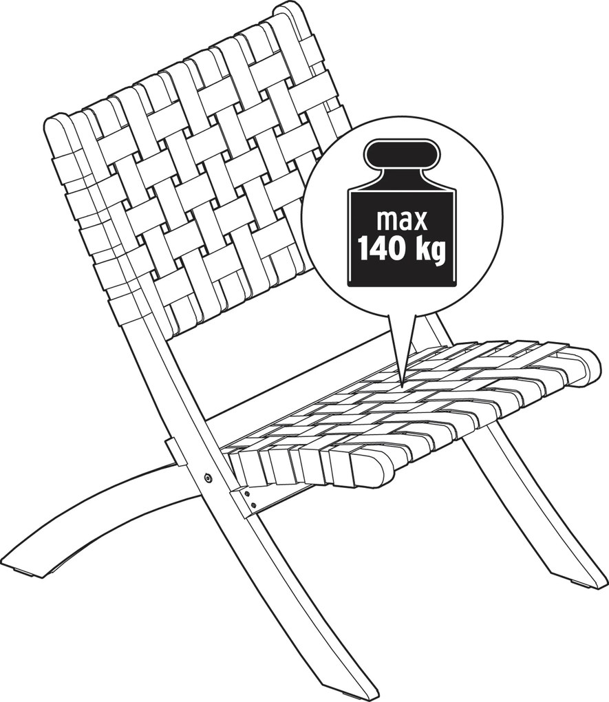 Tchibo - Skládací zahradní křeslo s pásovým výpletem - barva: šedá