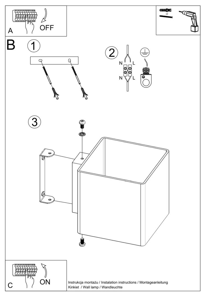 Nástěnné svítidlo Rico, 1x bílé kovové stínítko