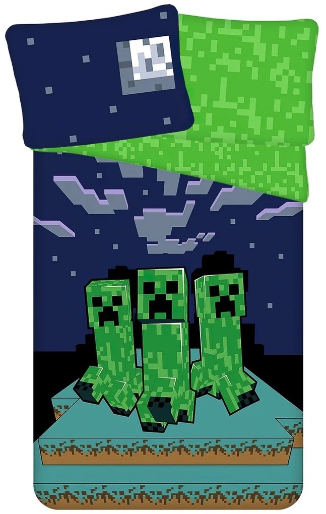 Halantex povlečení MINECRAFT SSSLEEP TIGHT, zelené, bavlna hladká, 140x200cm + 70x90cm