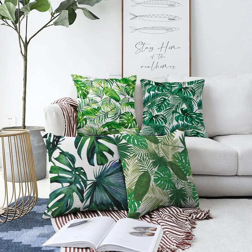 Sada 4 povlaků na polštáře Minimalist Cushion Covers Summer Jungle, 55 x 55 cm