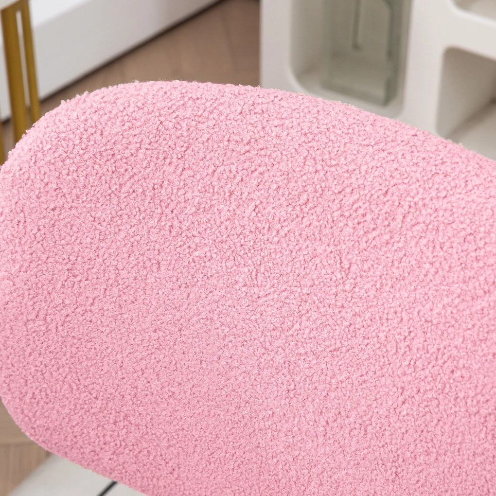 Kancelářská židle Vinsetto ergonomická kancelářská židle výškově nastavitelná bez područek otočná židle sametově růžová pro domácí kancelář a hraní h…