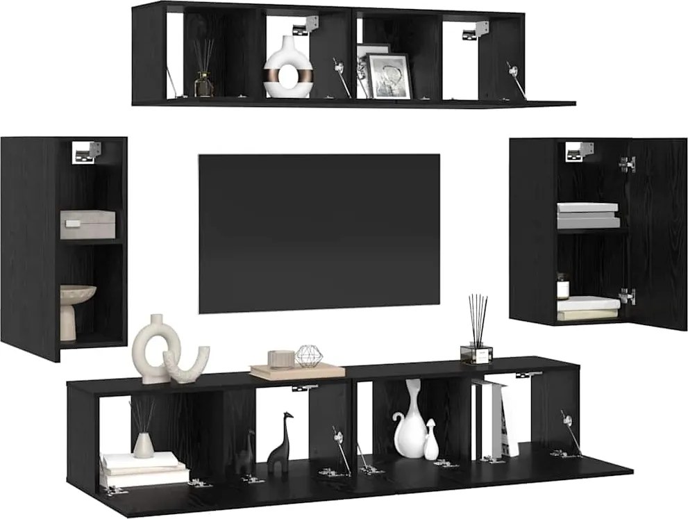 Sestava TV skříněk 6 ks Černý dub Kompozitní dřevo 3393433
