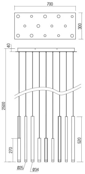 Redo 01-2056 - LED Lustr na lanku MADISON 14xLED/4W/230V černá