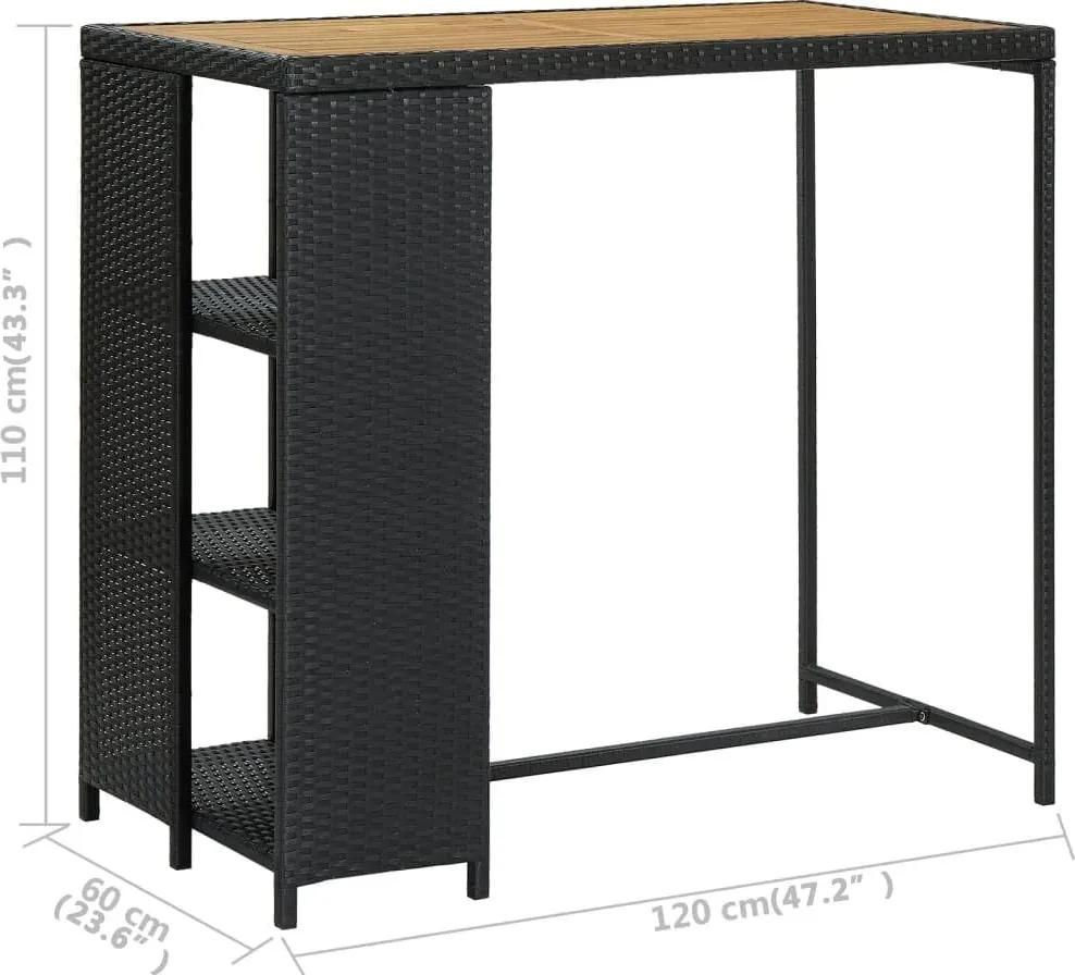 vidaXL Barový stolek s úložným regálem 120x60x110 cm polyratan [313478] Barva: Hnědá