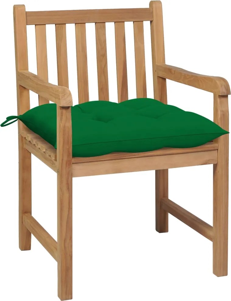 Zahradní židle 2 ks zelené podušky masivní teak 3062750