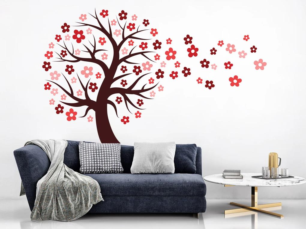 Nalepte.cz Strom s červenými květy arch 130 x 143 cm