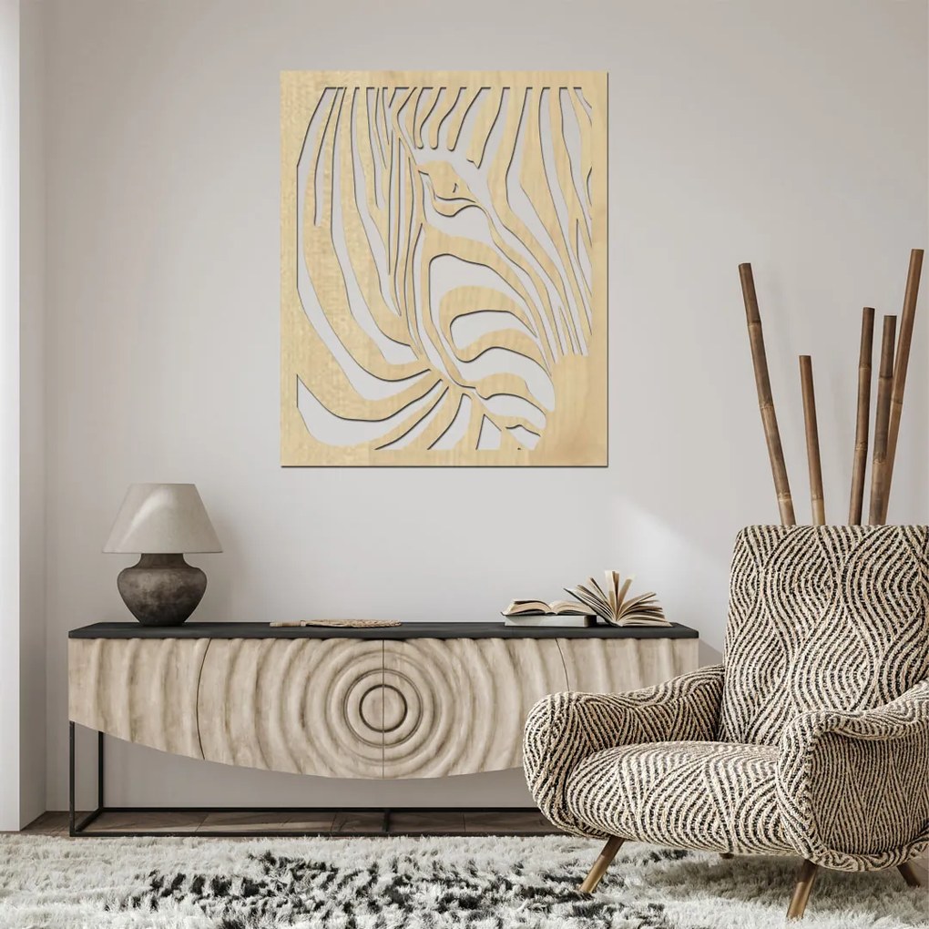 dřevo života Dřevěný obraz na zeď ZEBRA Zvolte rozměr (cm): 80x96, Zvolte barvu dekoru: Bílá