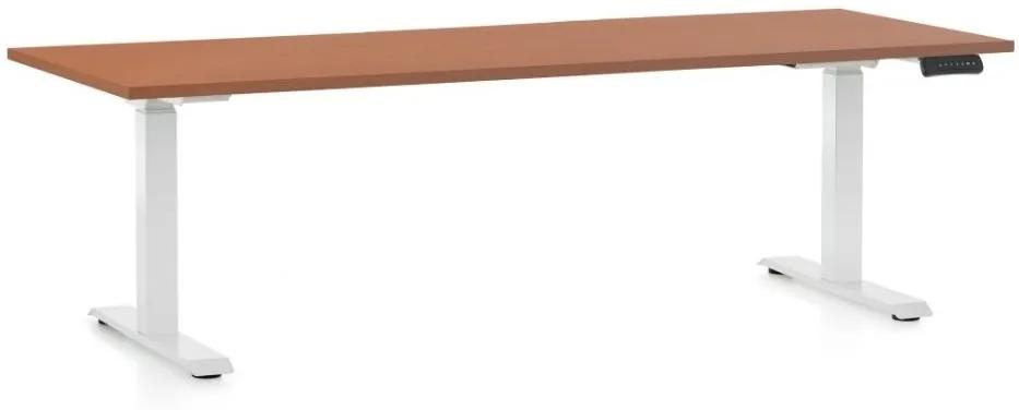 Výškově nastavitelný stůl OfficeTech C, 200 x 80 cm - bílá podnož Barva: Buk