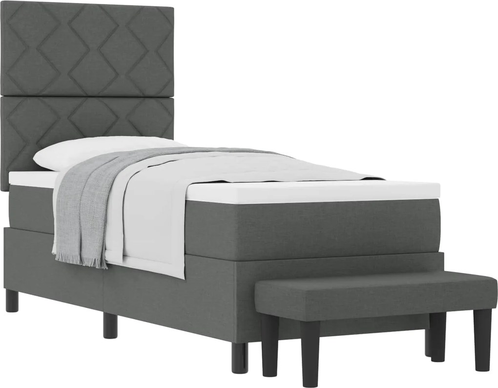 Postel s boxspringem s čelo Tmavě šedá 80 x 200 cm textil 3344101