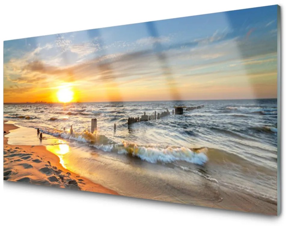 Skleněný obraz Moře Západ Slunce Pláž