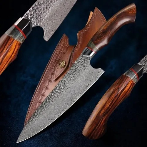 KnifeBoss kuchařský damaškový nůž Outdoor Chef 8" (205 mm) Ironwood