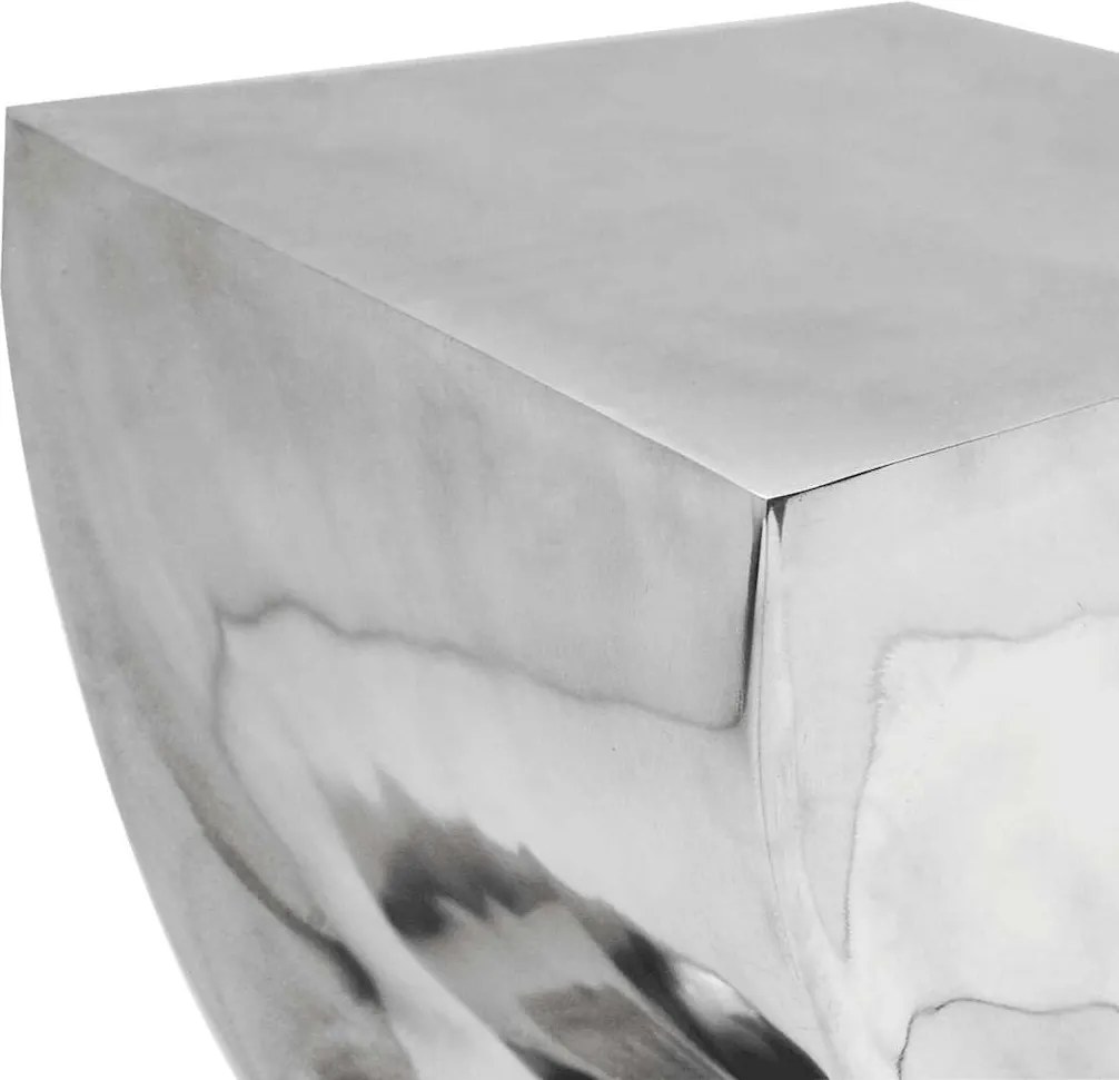 Stolička / odkládací stolek, kroucený tvar, hliníkový stříbrný 243507