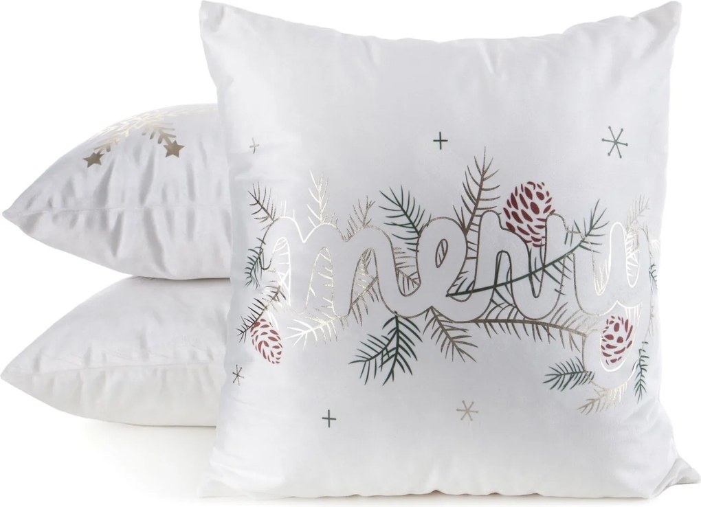 VÁNOČNÍ DEKORAČNÍ POVLAK NA POLŠTÁŘ MERRY1 45X45 CM VZOROVANÝ