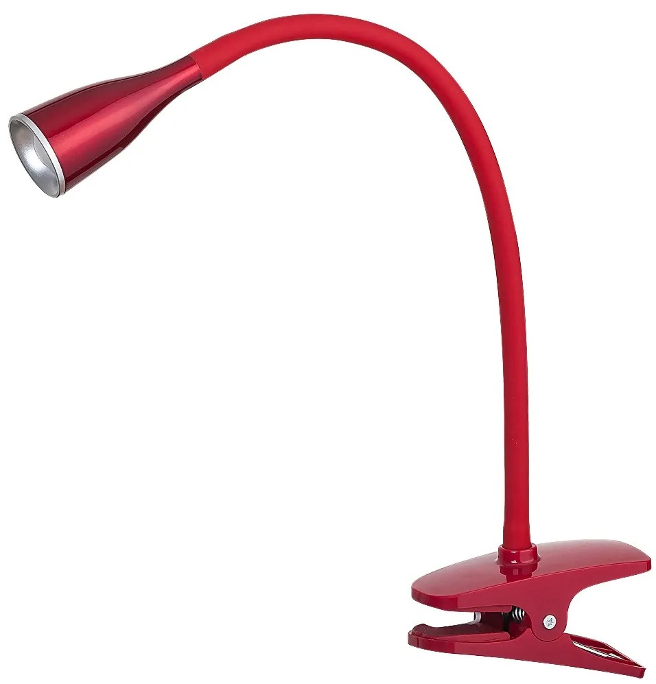 Rabalux 4198 JEFF - LED stolní skřipcové svítidlo s husím krkem v červené barvě
