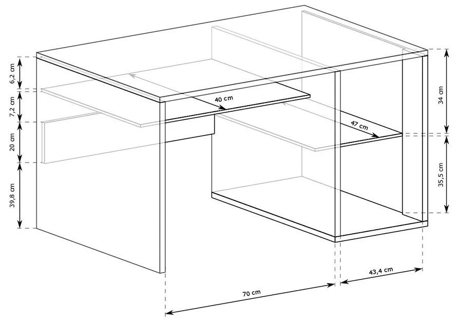 FONTI | psací stůl F-14 | 120 cm | dub karamel | s výsuvem na klávesnici