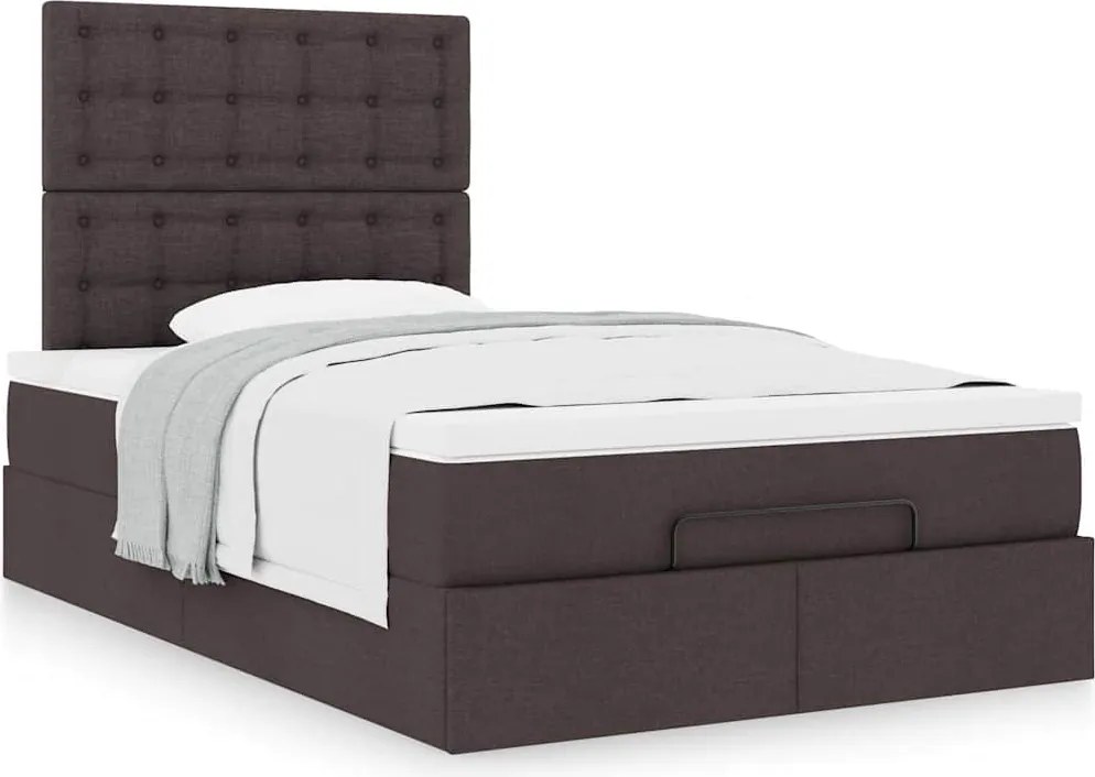 Osmanský rám postele s matrací tmavě šedá 120x200cm textil 3313316