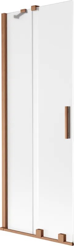 Mexen Velar, 2-křídlová posuvná vanová zástěna 75 x 150 cm, 8mm sklo námraza, měděná matná, 896-075-000-31-65