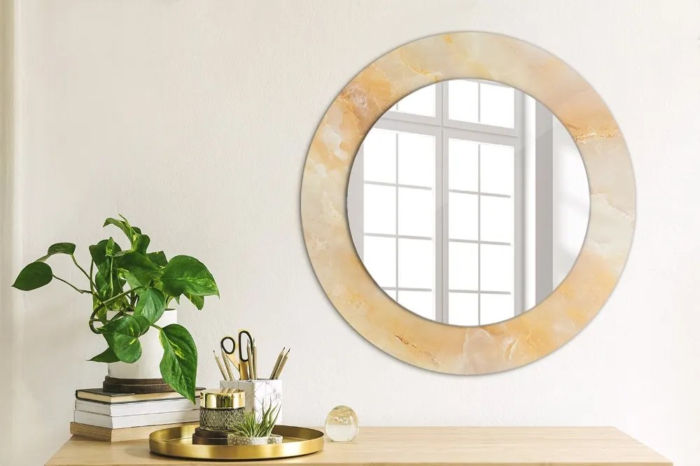 Kulaté zrcadlo s dekorem Mramor onyx fi 50 cm
