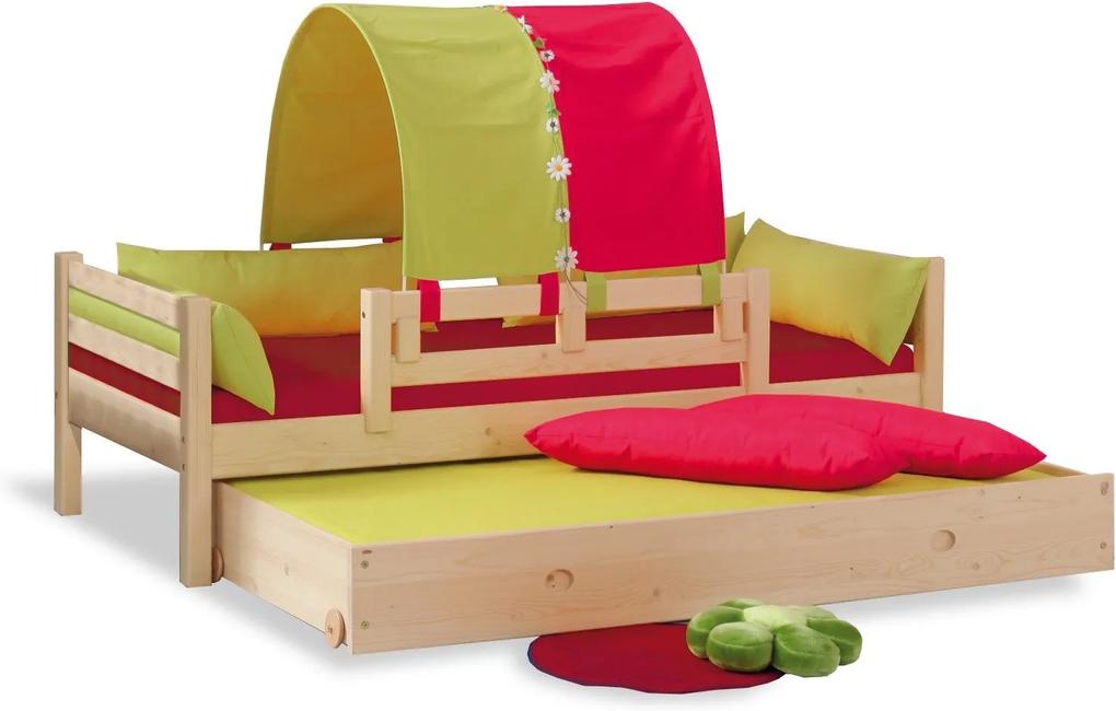 Dětská postel jednolůžko DOMINO se zábranou D902 - RZ, masiv smrk