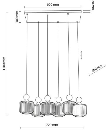 Lustr na lanku BALLO 6xE14/10W/230V béžová