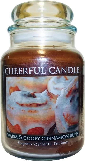 Cheerful Candle Vonná svíčka ve skle Skořicový Mls - Warm & Gooey Cinnamon Buns, 24oz