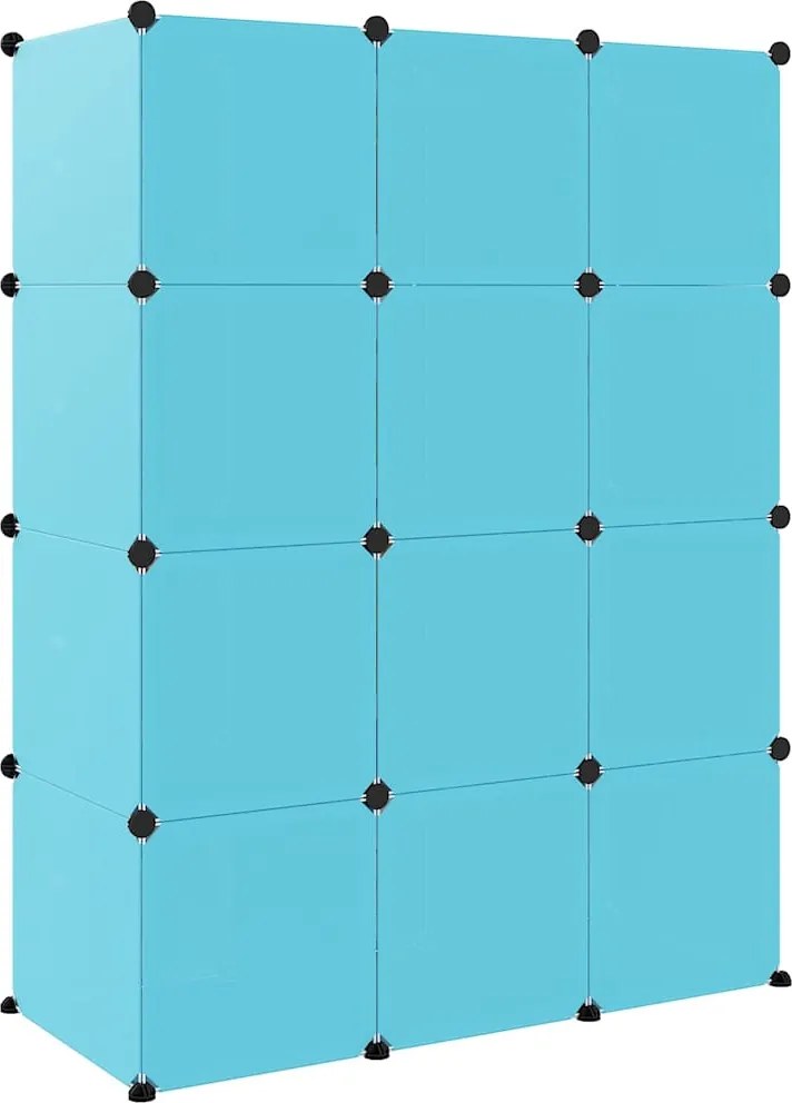Dětská modulární skříň s 12 úložnými boxy modrá PP 340580