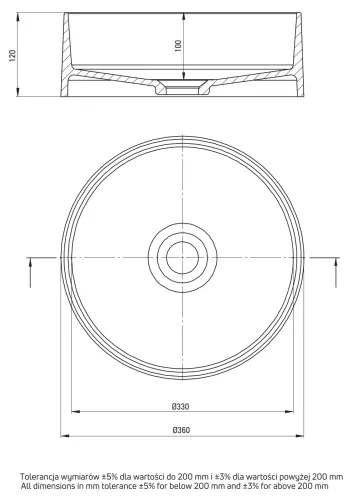 Deante CQS_5U4S - Umyvadlo na desku SILIA pr. 36 cm granit/béžová