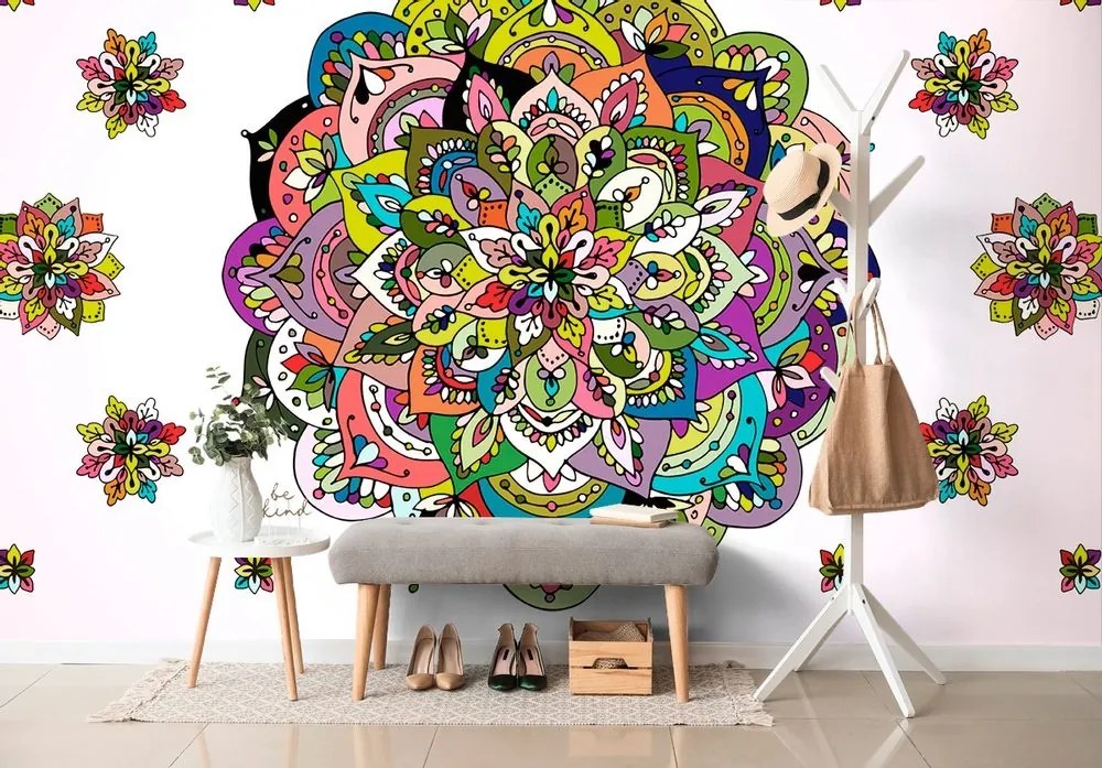 Samolepící tapeta pestrobarevná Mandala - 225x150 cm