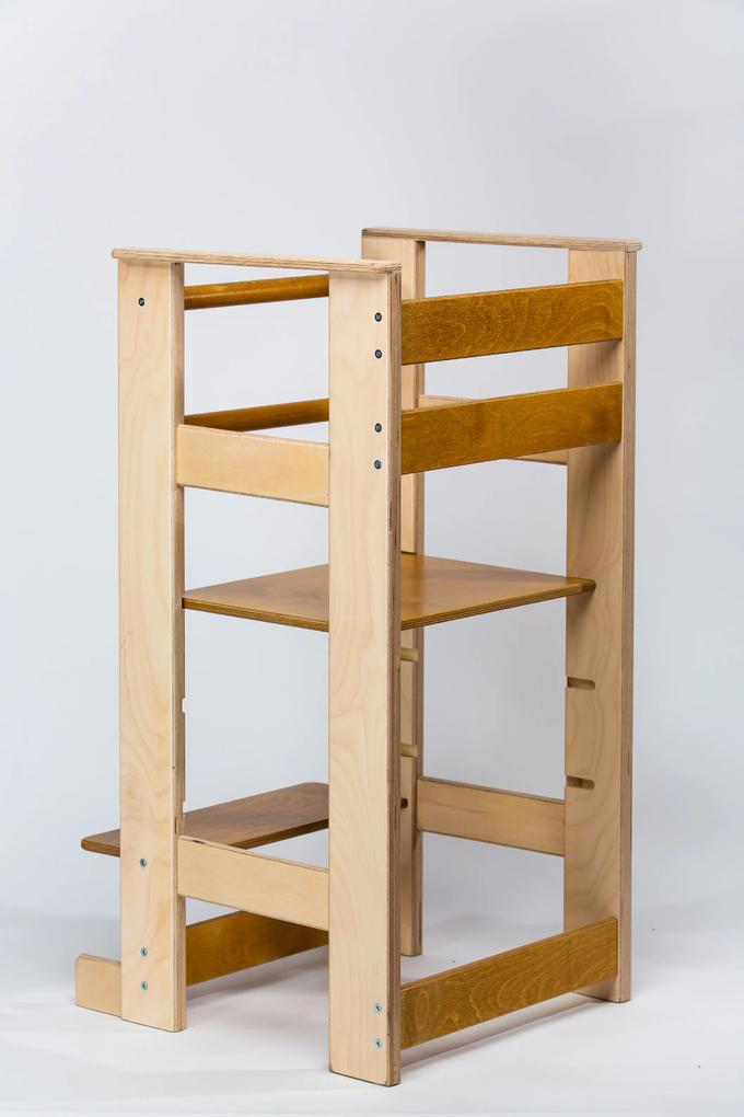 Lucas Wood Style učící věž Žofka - přírodní/buk Učící věž s tabulí a kuličkami: přírodní/buk