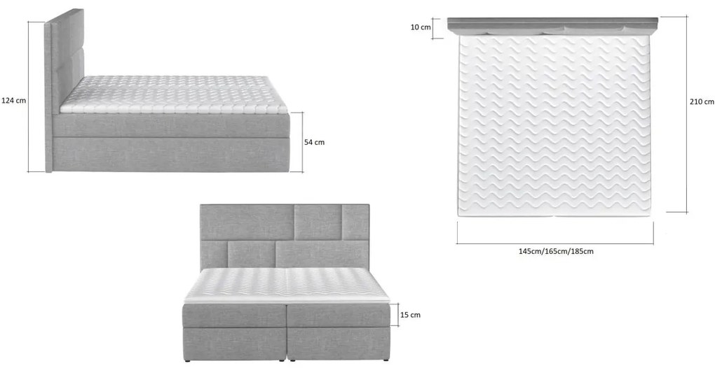 Dvojlůžko boxspring FLORENCE - Monolith 77 - 165x210cm