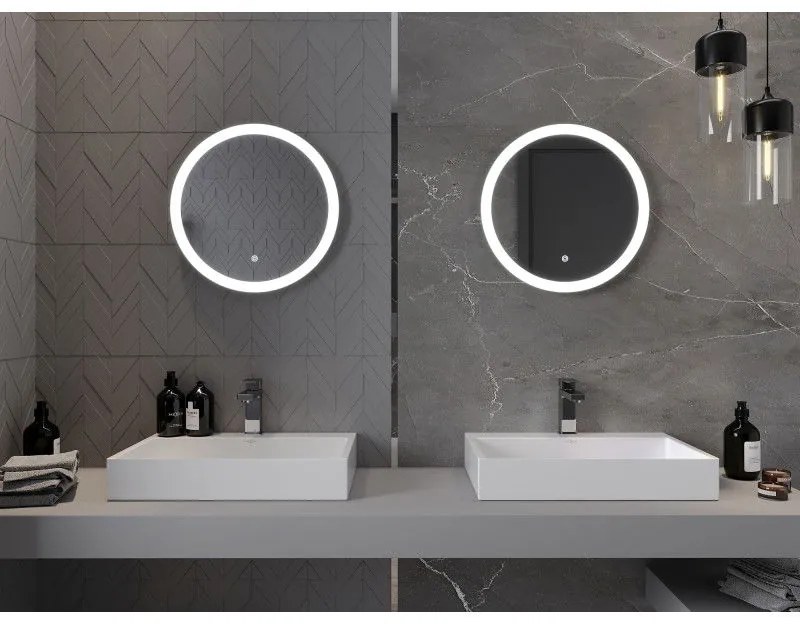 Mexen Oro, kulaté LED podsvícené koupelnové zrcadlo 50 cm, 6000K, topná podložka proti zamlžování, 9824-050-050-611-00