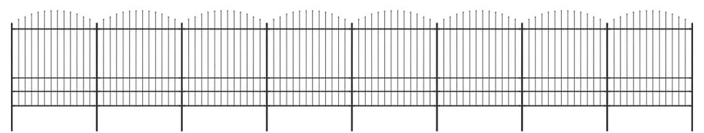 Zahradní plot s kopím nahoře ocelový 1426 x 200 cm černý
