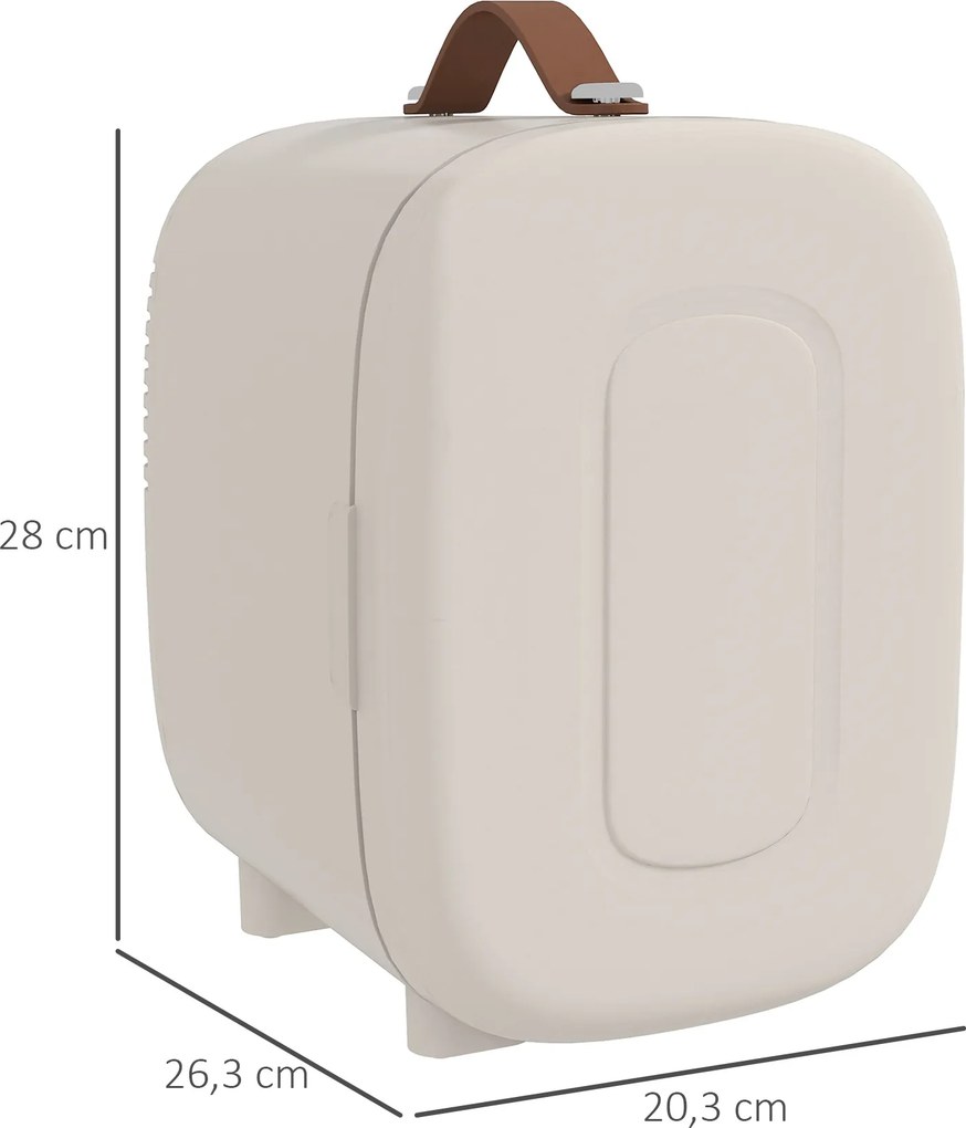 HOMCOM Mini lednička 4 l Malá kosmetická lednička s funkcí chlazení a ohřevu, přenosná kosmetická lednička na kosmetiku, nápoje, ovoce, smetanu bílá