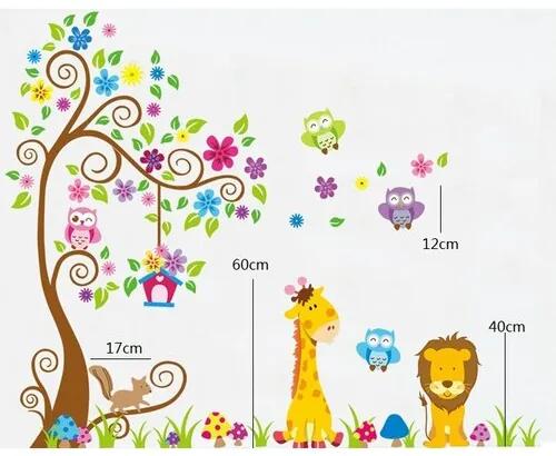 Samolepicí dekorace barevný les zvířat