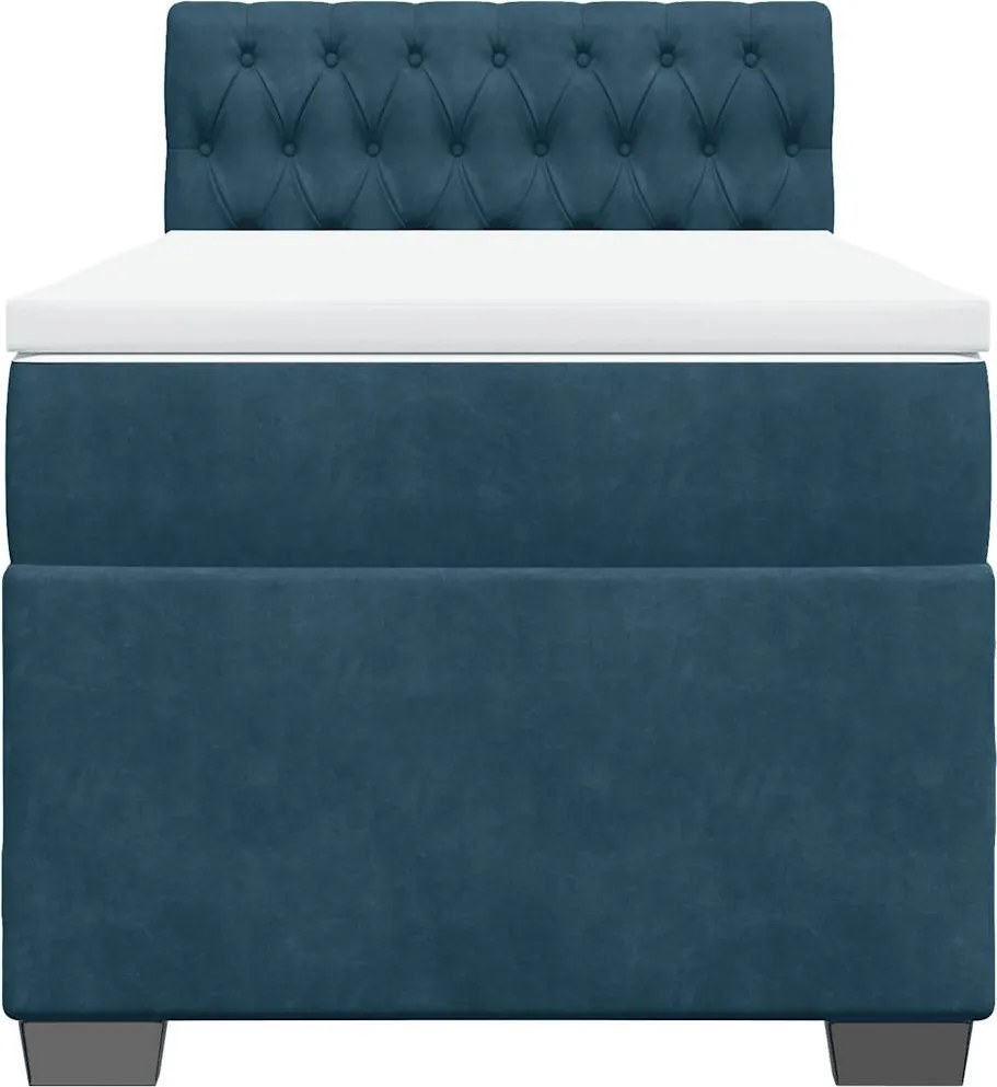 Box spring postel s matrací modrá 90 x 190 cm samet 3288496