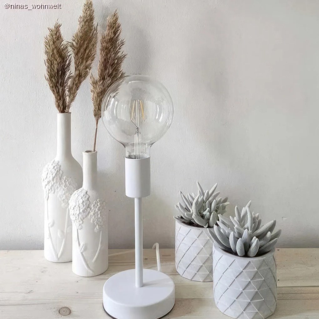 creative cables Kovová stolní lampa Alzaluce Velikost: 10 cm, Barva: Matná bílá
