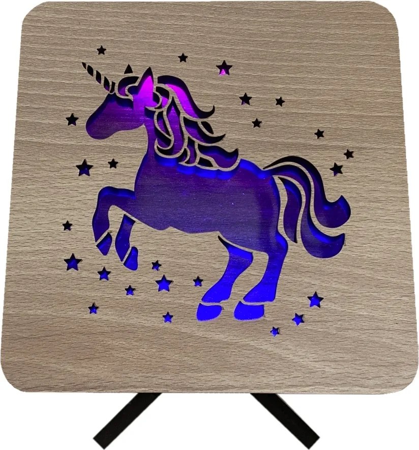Li-Go "Jednorožec barevný" lampa 19x19 cm provedení povrchu: bříza