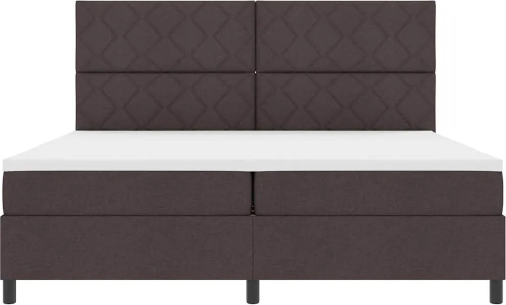 Postel s boxspringem s čelo Tmavě hnědá 200 x 200 cm textil 3339493