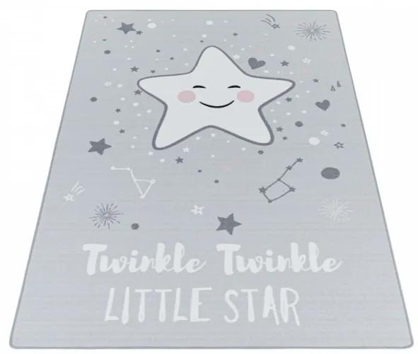 Dětský protiskluzový koberec Play hvězda šedá