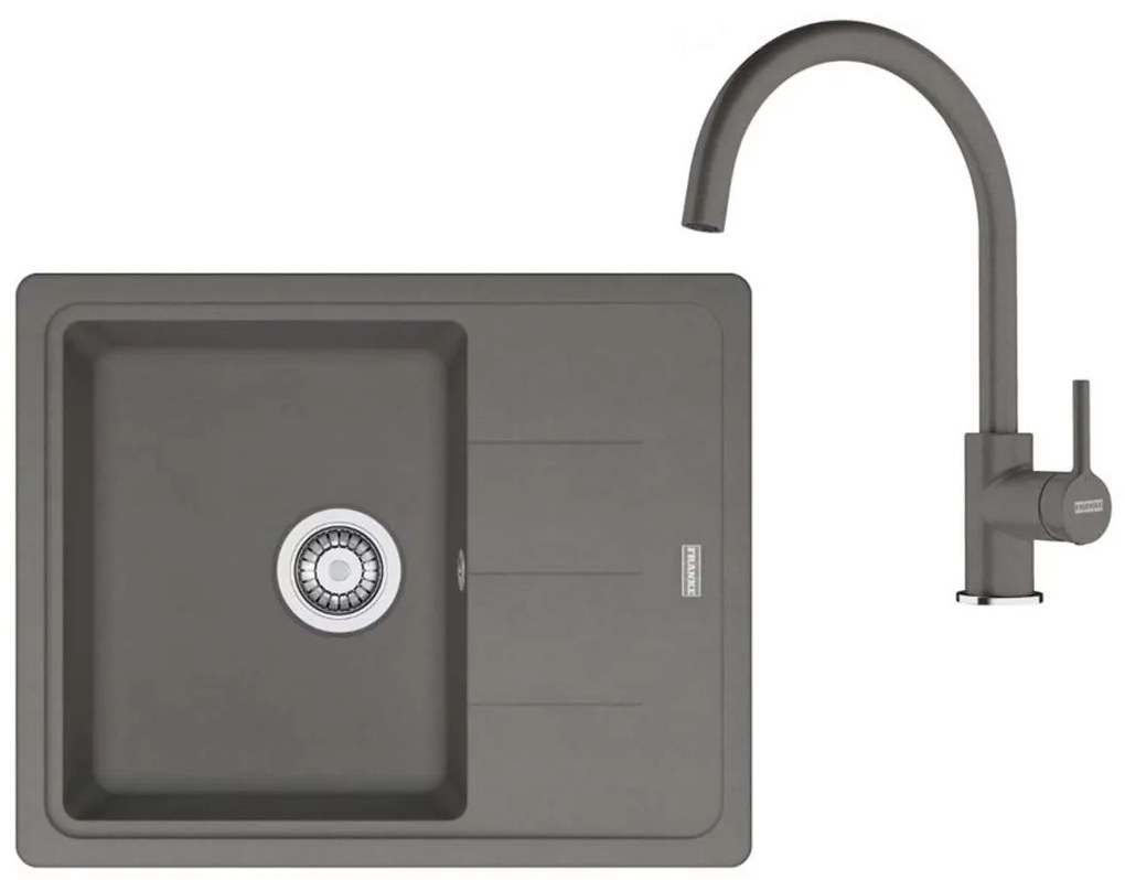 Franke - Kuchyňský set G278ŠK, fragranitový dřez BFG 611-62 a baterie FC 6018.084, šedý kámen 114.0700.804