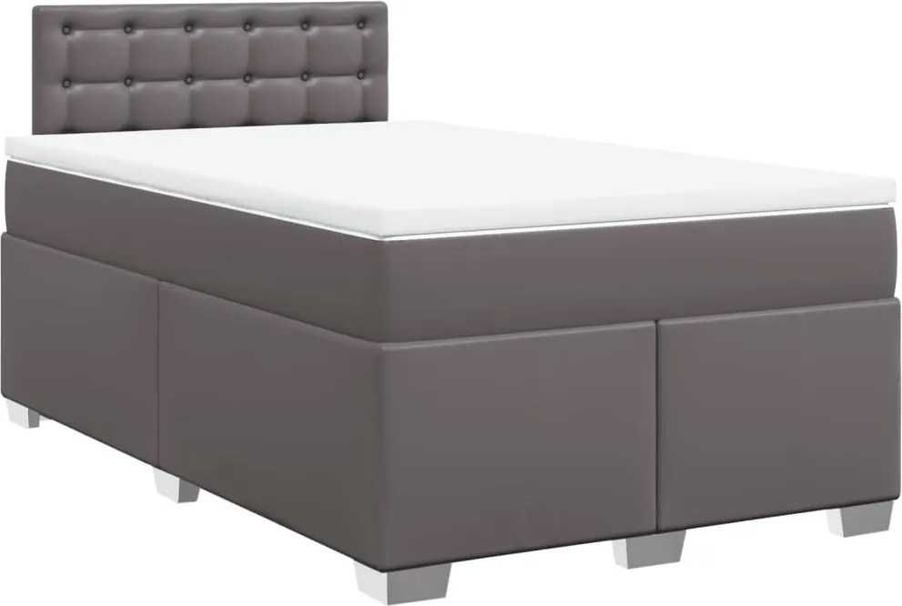 Box spring postel s matrací šedá 120x200 cm umělá kůže 3288418