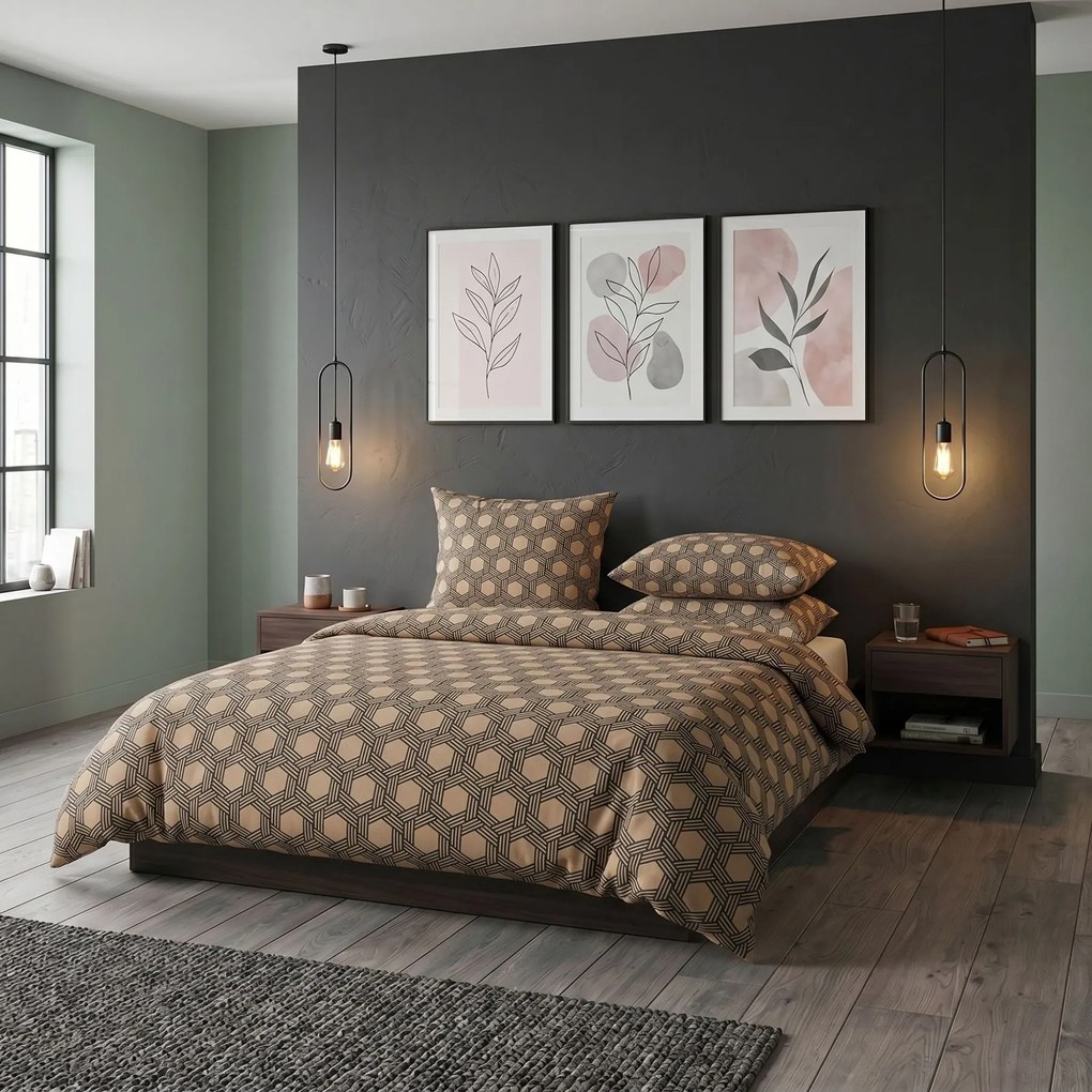 Saténové povlečení LUXURY COLLECTION CARERO béžové - 1x 140/200, 1x 70/90cm