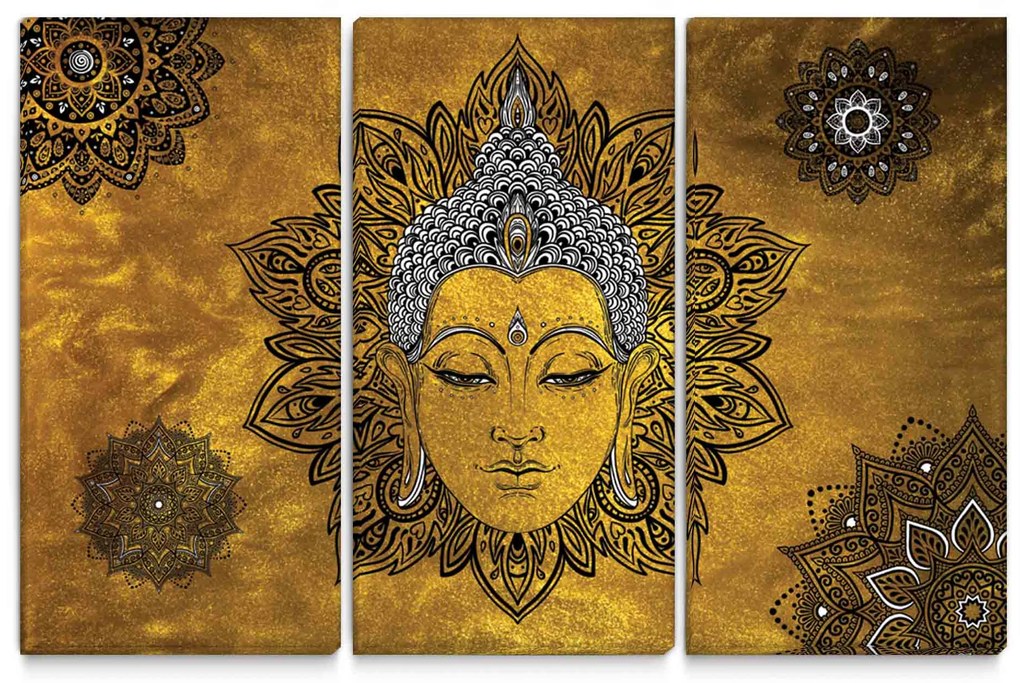 Malvis ® Obraz mandala žlutý Buddha Velikost (šířka x výška): 120x80 cm