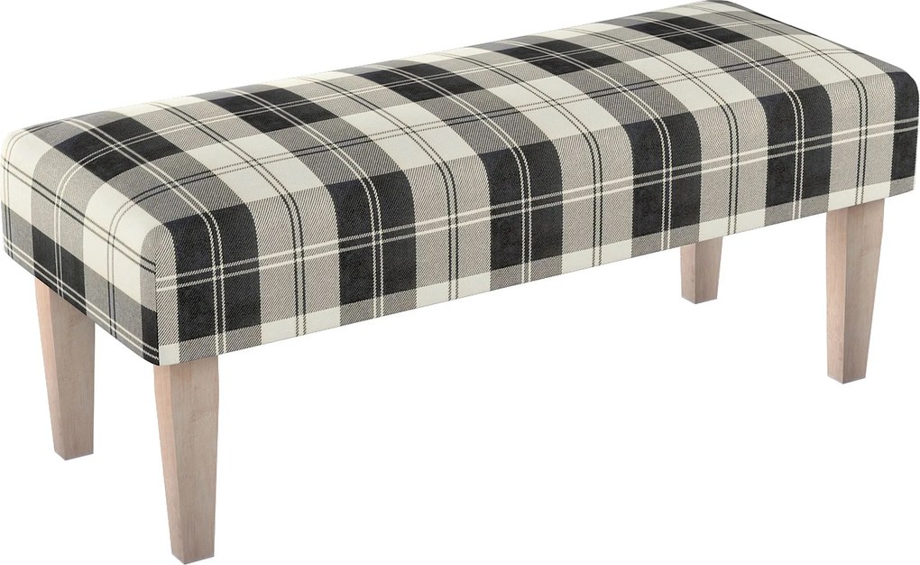 Dlouhá lavička 100x40cm barva černá látka pletený vzor, vzorované