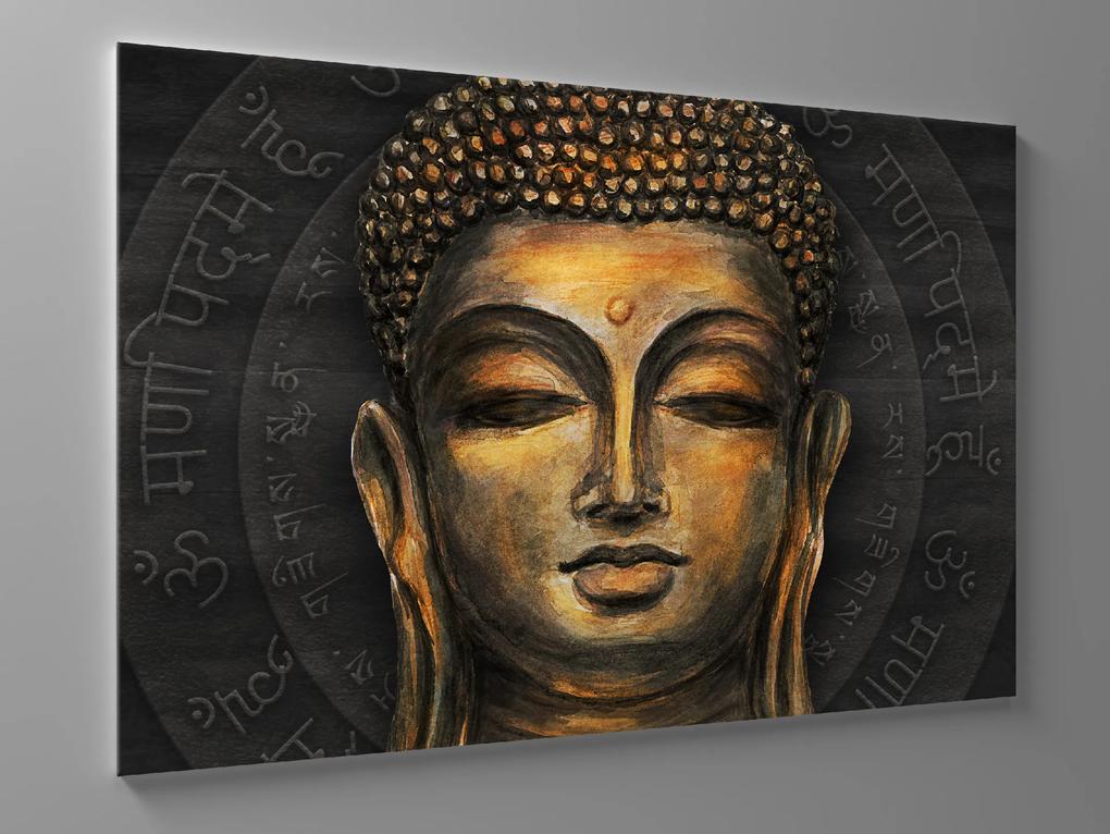 Liox Obraz zlatá hlava Buddhy Rozměr: 120 x 80 cm