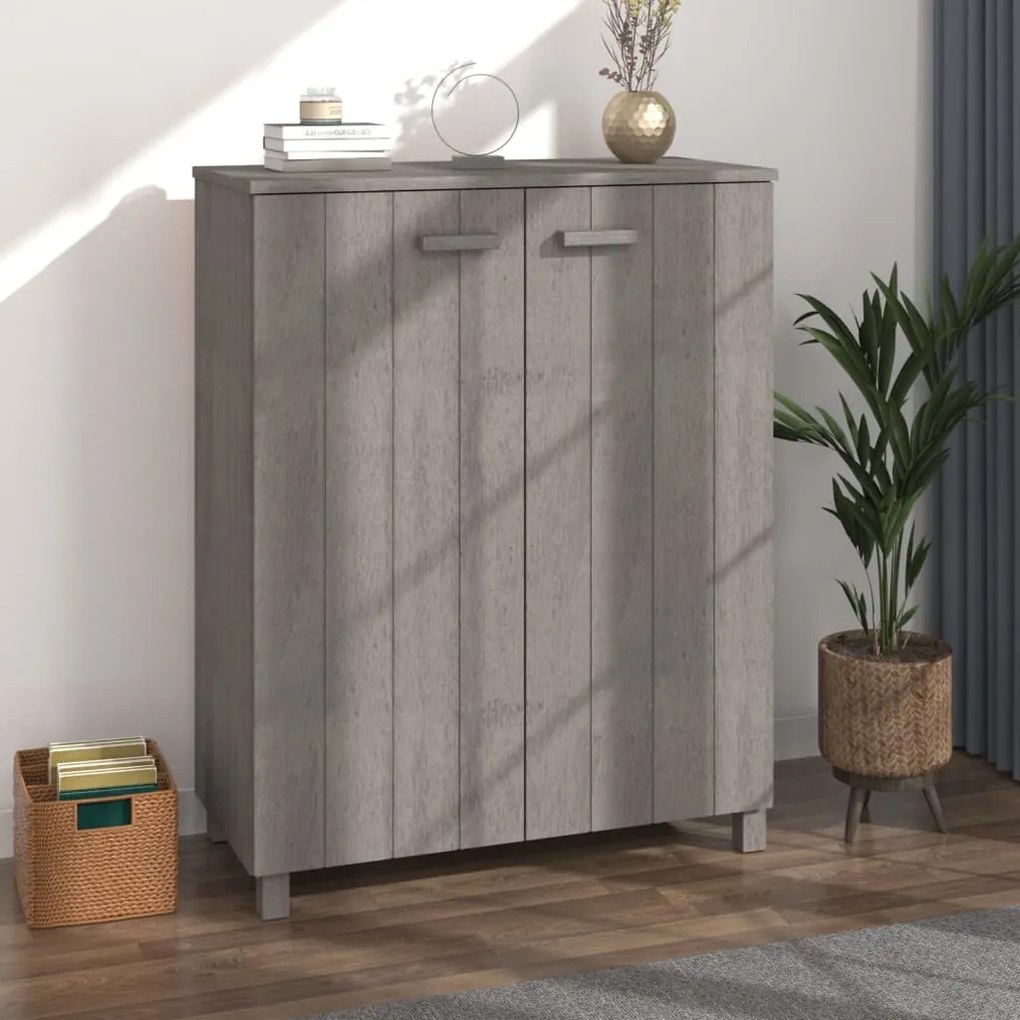Botník HAMAR světle šedý 85 x 40 x 108 cm masivní borovice 340519