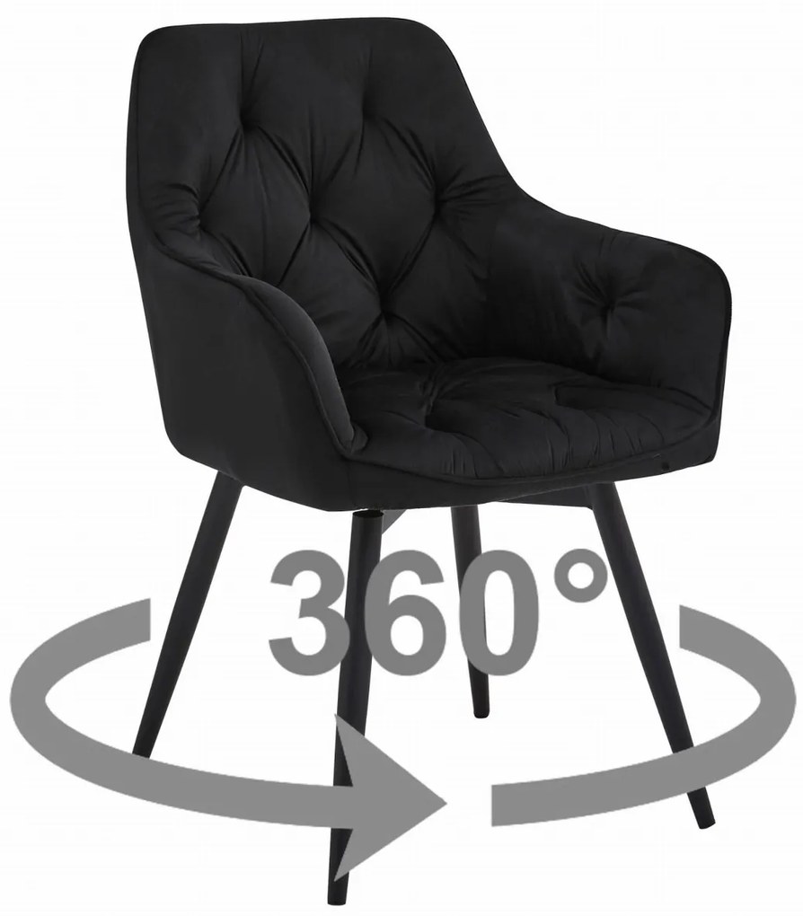 Otočné jídelní křeslo JORK360 VELVET, černé