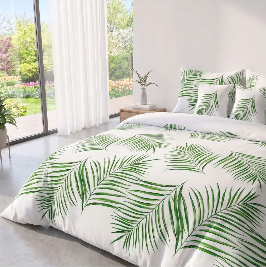 Bavlněné povlečení renforcé TROPICAL bílé - 1x 140/200, 1x 70/90cm